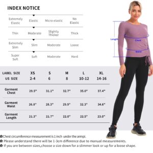 Yoga Tops Long Sleeve for Women Fitted Side Ruched (Black,M)