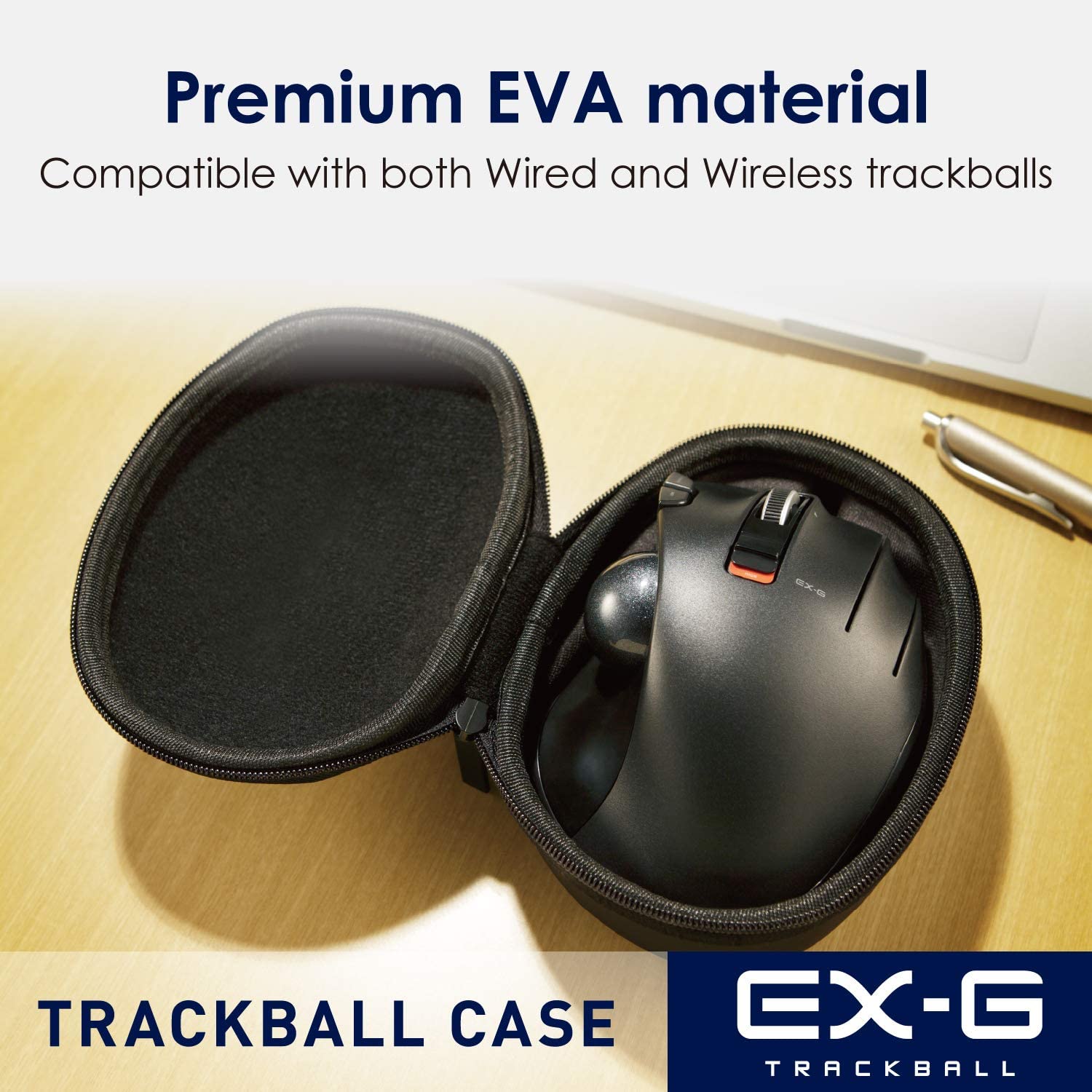 ELECOM 2.4GHz Wireless Thumb-Operated Trackball Mouse & EVA Travel Case (M-XT3DRBK & BMA-XT2BK)