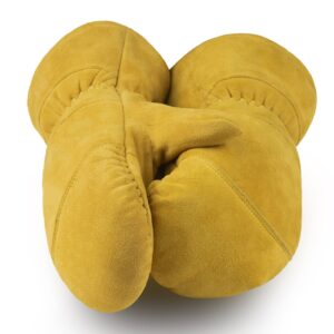 american fur deerskin suede mittens - gold insulated (large)