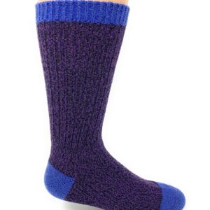 WARRIOR ALPACA SOCKS - Unisex Base Camp Alpaca Wool Hiking Socks for Men & Women (Large, Blue/Plum)