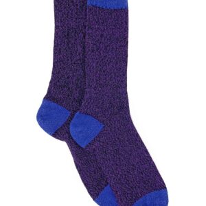 WARRIOR ALPACA SOCKS - Unisex Base Camp Alpaca Wool Hiking Socks for Men & Women (Large, Blue/Plum)