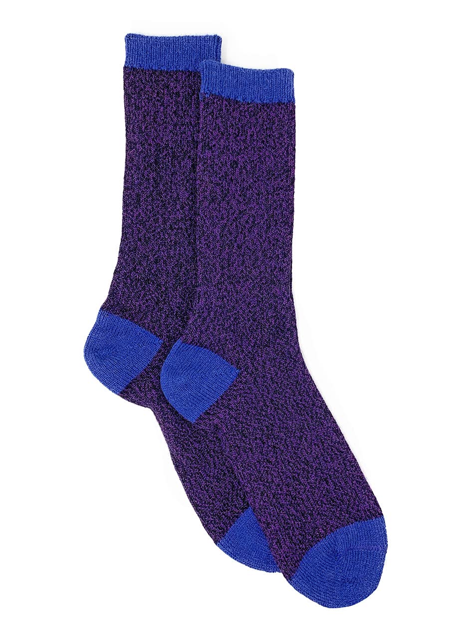 WARRIOR ALPACA SOCKS - Unisex Base Camp Alpaca Wool Hiking Socks for Men & Women (Large, Blue/Plum)