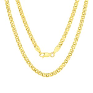 nuragold 10k yellow gold 3.5mm double cuban curb link chain pendant necklace, womens men jewelry lobster clasp 16" 18" 20" 22" 24" 26"