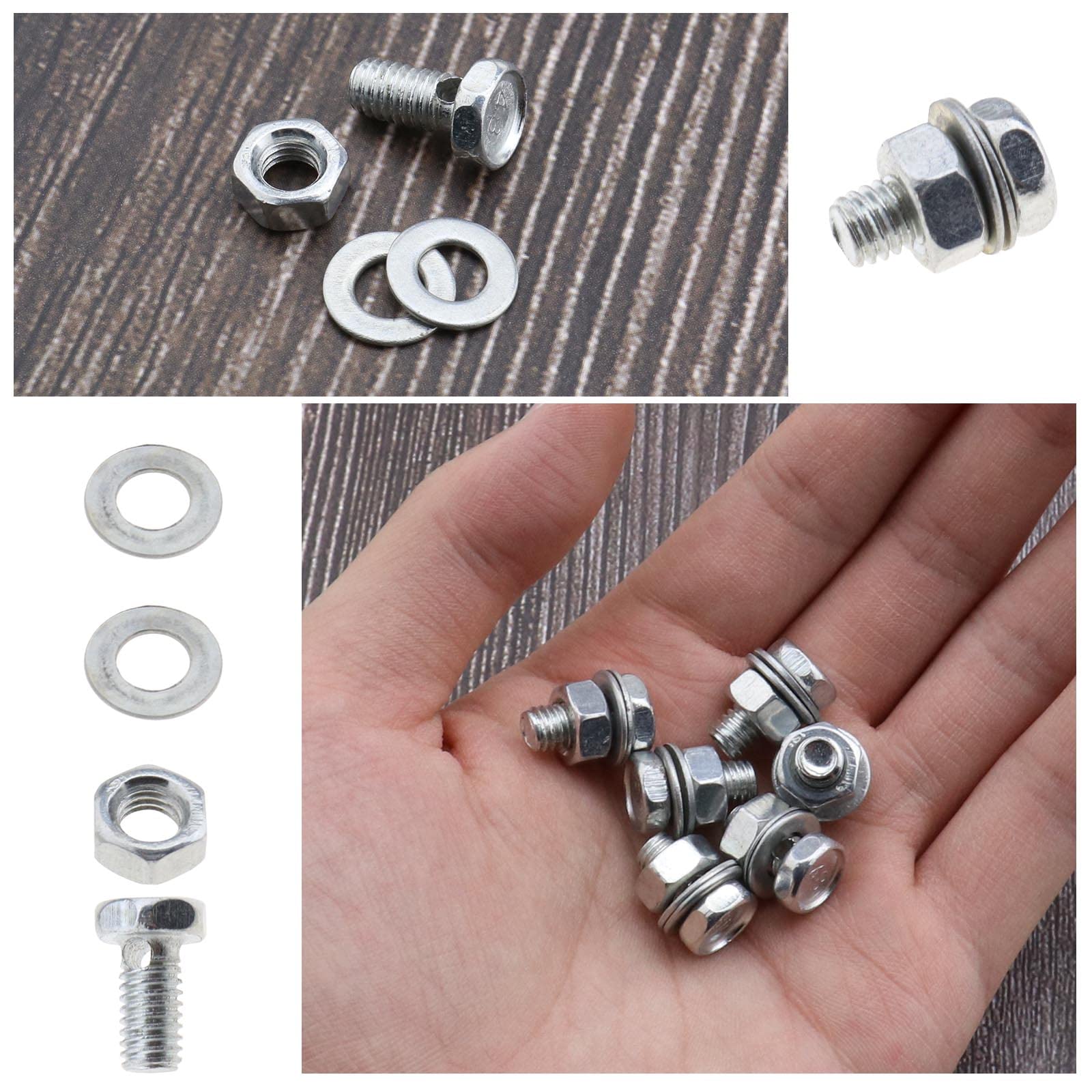 SING F LTD 20Pcs Bicycle Cable Anchor Bolts 6mm with Nuts and Washers for BMX Cross Bike Electric Bike Foldable Hybrid Kids Mountain Racing Trekking Bike Cycling Accessories Hex Head Screw