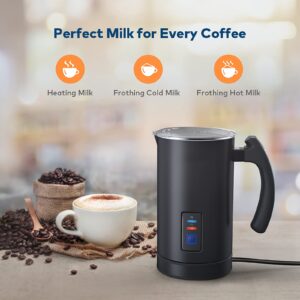 Milk Frother, Stainless Steel Milk Steamer with Hot &Cold Milk Functionality, Automatic Foam Maker For Coffee, Hot Chocolates, Latte, Cappuccino, Electric Milk Warmer, Silent Operation, 120V