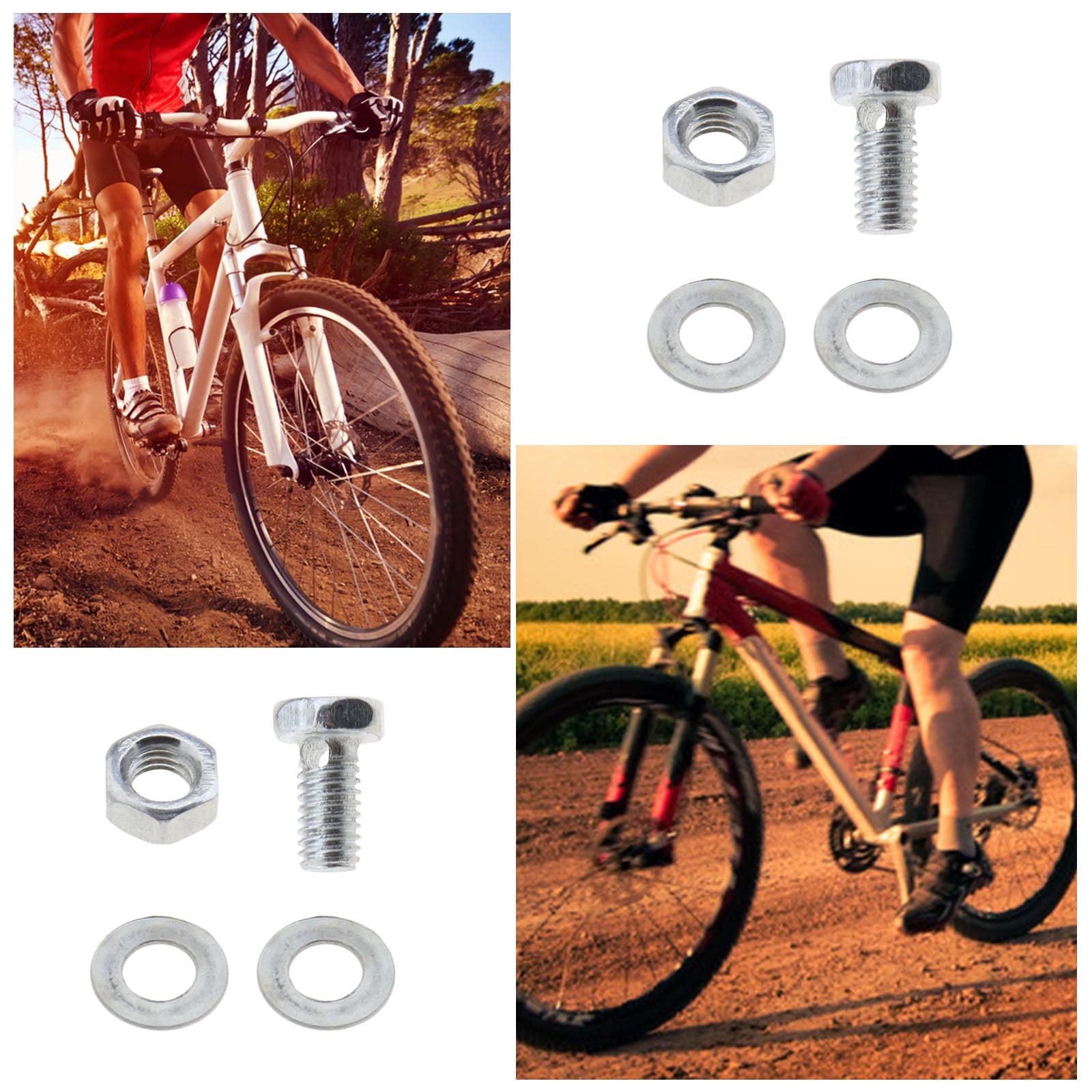 SING F LTD 20Pcs Bicycle Cable Anchor Bolts 6mm with Nuts and Washers for BMX Cross Bike Electric Bike Foldable Hybrid Kids Mountain Racing Trekking Bike Cycling Accessories Hex Head Screw