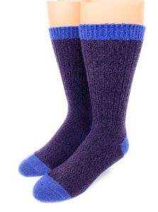 warrior alpaca socks - unisex base camp alpaca wool hiking socks for men & women (large, blue/plum)