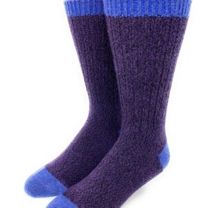 WARRIOR ALPACA SOCKS - Unisex Base Camp Alpaca Wool Hiking Socks for Men & Women (Large, Blue/Plum)