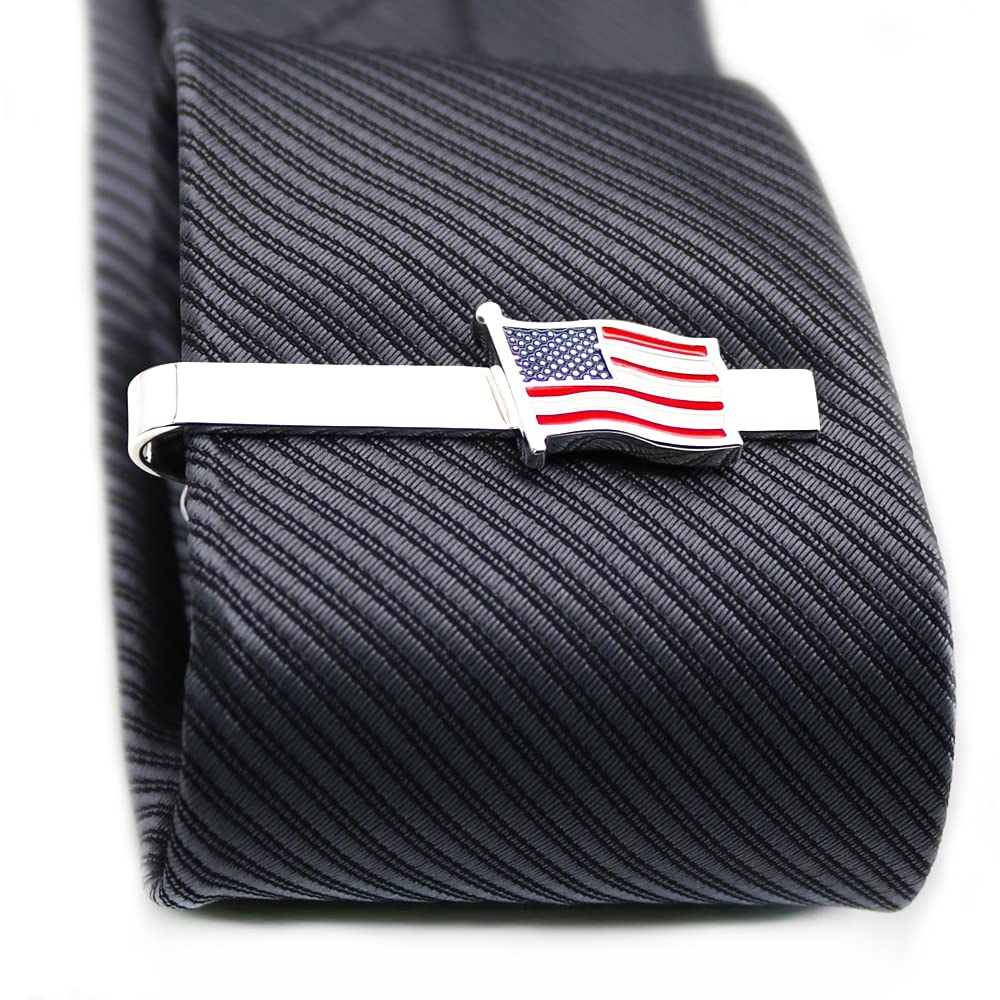 US Flag Tie Clip Clothing Accessories for Weddings, Business Meetings, Officers, Government Departments, Pilots, Soldiers, And Military Friends American Flag Tie Clip (Rectangles Gold)