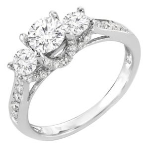 dazzlingrock collection 0.98 carat (ctw) round diamond 3 stone ladies vintage bridal engagement ring 1 ct, 18k white gold, size 6