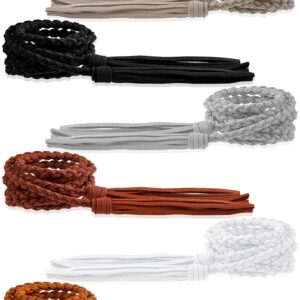 Geyoga 6 Pieces Women's Waist Belt Braided Woven Tassels Chain Belt PU Leather Rope Belt Skinny Tie Belt Boho Fringe Belt for Skirt Dress