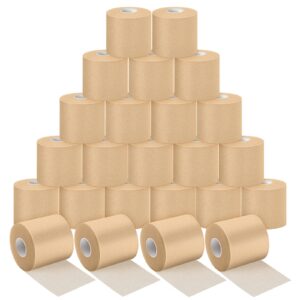 24 pieces foam underwrap tape sports pre-wrap athletic tape foam pre wrap athletic tape for for ankles wrists hands and knees (beige)