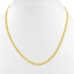 Nuragold 10K Yellow Gold 3.5mm Double Cuban Curb Link Chain Pendant Necklace, Womens Men Jewelry Lobster Clasp 16" 18" 20" 22" 24" 26"