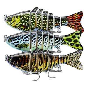 fishing lures multi jointed fish fishing kits slow sinking lifelike swimbait freshwater and saltwater crankbaits for trout bass lures, 3 pack