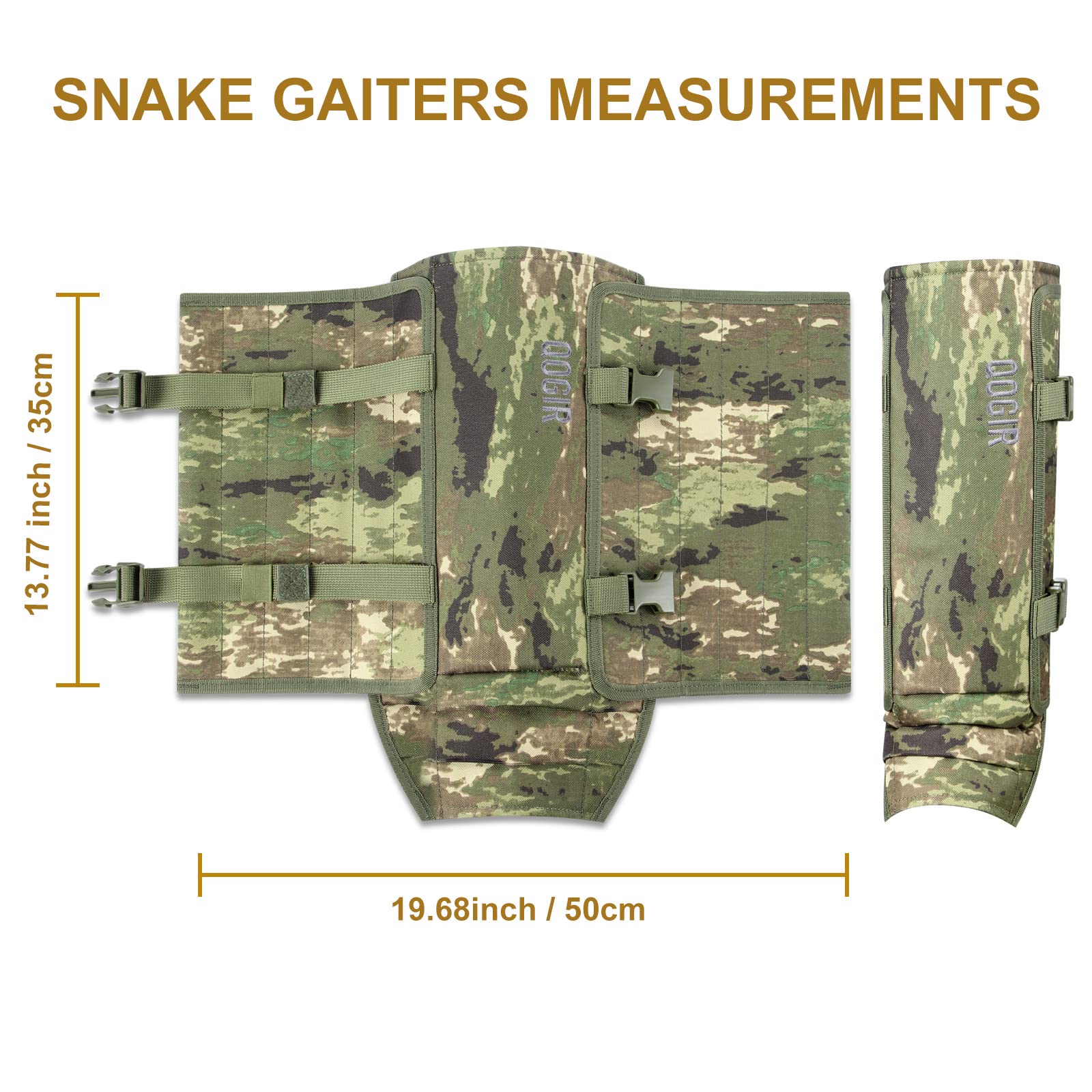 QOGIR Snake Gaiters for Hunting: Durable Snake Guards, Snake Gaiter Leggings for Men & Women, Snake Bite Protection for Lower Legs, Snake Proof Gaiters with Adjustable Size(Camo)