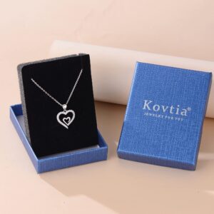 Kovtia Love Forever Heart Necklace 14K Gold Plated Heart to Heart Delicate Wedding Necklace for Women, Valentine’s Day Gift,Mother’s Day Presents Jewelry (Silver)