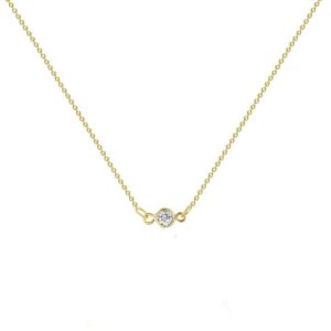 CAROVO Tiny Cubic Zirconia Simulated Diamond Choker 14K Gold Filled Mini CZ Solitaire Necklaces Simple Jewelry Gifts for women