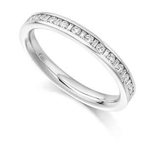 intershine 925 sterling silver 14k diamond round baguette eternity anniversary band for women's (white gold plated silver, 9)