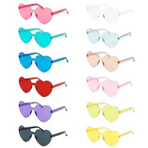 funupup 12 pairs heart shaped sunglasses bulk rimless heart shaped glasses for women bachelorette party