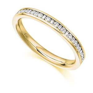 Intershine 925 Sterling Silver 14K Diamond Round Baguette Eternity Anniversary Band for Women's (White Gold Plated Silver, 9)