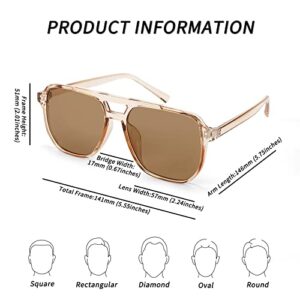 FEISEDY Retro Square Aviator Sunglasses Women Men 70s Vintage Trendy Plastic Frame Sun Glasses B2835