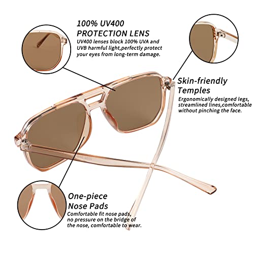 FEISEDY Retro Square Aviator Sunglasses Women Men 70s Vintage Trendy Plastic Frame Sun Glasses B2835