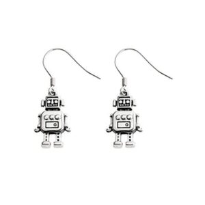 vintage robot dangle earrings for women hypoallergenic charms drop hook stud fashion unique birthday holiday jewelry unisex gifts for daughter son