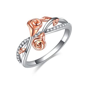 yafeini valentines day gifts rose flower rings for women sterling silver rose rings for girls bridesmaid party jewelry size 7