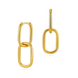 mrsxia huggie earrings for women gold hoop cable link chain u-shape dangle drop 18k gold filled small simple delicate hypoallergenic ear jewelry