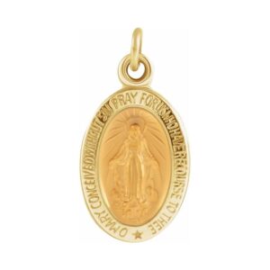 bonyak jewelry 14k yellow gold 9x6mm oval miraculous medal stylish smallest size