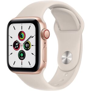 apple watch se 40mm gps + cellular gold aluminum case - starlight sport band (renewed)