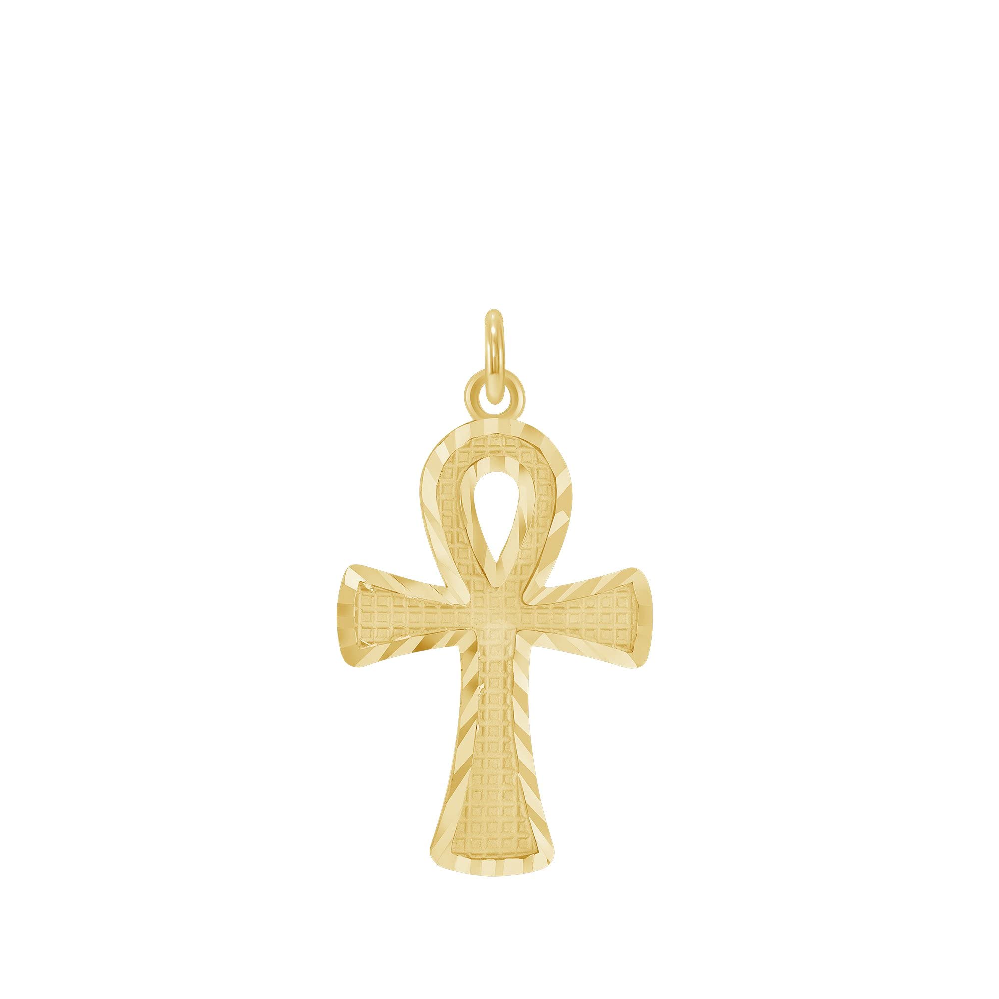 Takar Solid 10k Ankh Gold Cross Pendant for Men and Women (SM/LG) - Egyptian Jesus Gold Cross Charms - Key of Life Ankh Crosses- Egyptian Jewelry Gifts for Women