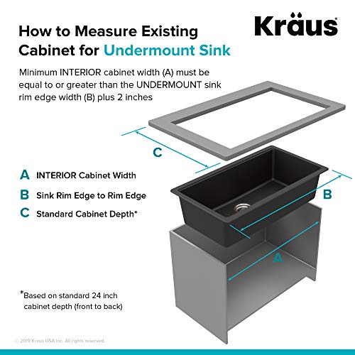 KRAUS 31 Inch Undermount Single Bowl Black Onyx Granite Kitchen Sink with WasteGuard™ Continuous Feed Garbage Disposal, KGU-413B-100-75MB