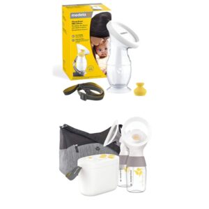 medela pump in style with maxflow and breast milk collector | closed system | portable | electric breastpump | silicone | lanyard and spill-resistant stopper for easy use | breastfeeding and pumping