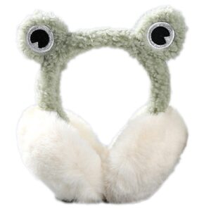 lifup women's winter warm ear warmers outdoor faux furry earmuffs frog green