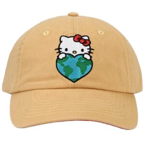 hello kitty embroidered canvas cotton twill dad hat brown