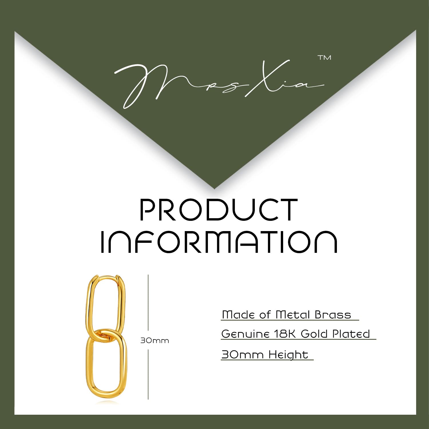 MRSXIA Huggie Earrings for Women Gold Hoop Cable Link Chain U-shape Dangle Drop 18K Gold Filled Small Simple Delicate Hypoallergenic Ear Jewelry