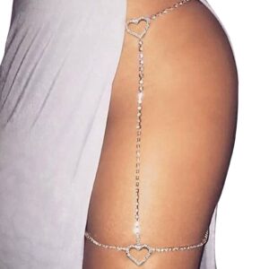 rhinestone heart leg chain rhinestone thigh chain silver crystal leg chain rhinestone waist chain belly jewelry for women party(waist)