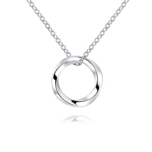 jxjl circle pendant necklace for women dainty eternity mobius circle of life jewelry 925 sterling silver christmas birthday gift for wife