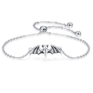 palpitate bat bracelet sterling silver bracelets for women bat gifts gothic jewelry adjustable chain