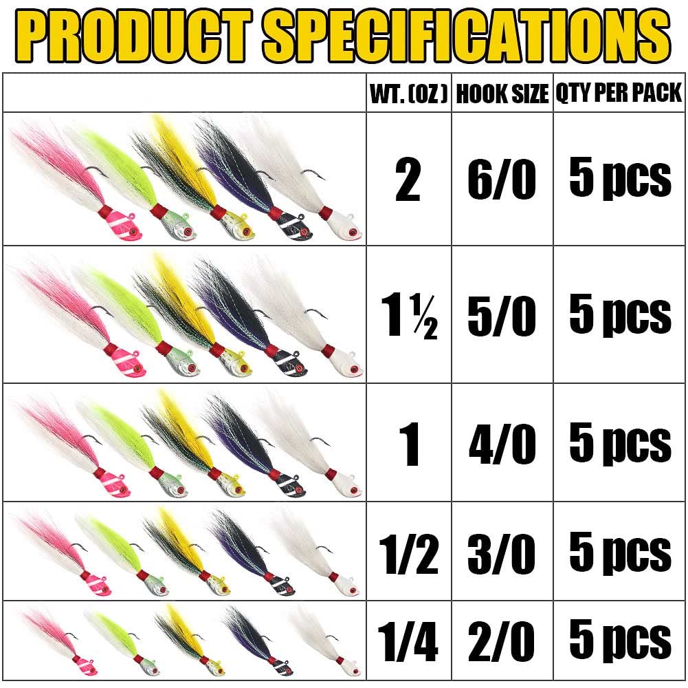 Bucktail-Jigs-Saltwater-Hair-Jigs-Head -Fishing-Lures-Assorted Kit