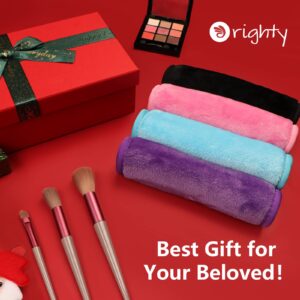 Orighty Makeup Remover Cloths 12 Pack, Reusable Microfiber Facial Cleansing Cloths, Remove Instantly Dirt, Makeup&Waterproof Mascara with Just Water, 15.5 x 7.5 in, Blue/Purple/Black/Pink