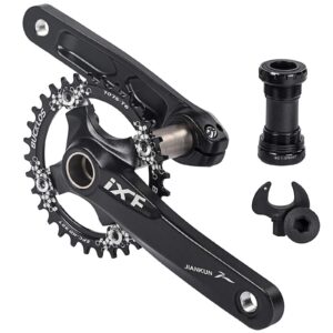 bucklos ixf 104 bcd 30t-38t 170mm mountain bike crankset, hollow integrated mtb crank set, aluminum alloy crankset round oval narrow wide chainring with bottom bracket bolts fit shimano/fsa gaint