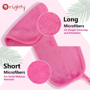 Orighty Makeup Remover Cloths 12 Pack, Reusable Microfiber Facial Cleansing Cloths, Remove Instantly Dirt, Makeup&Waterproof Mascara with Just Water, 15.5 x 7.5 in, Blue/Purple/Black/Pink