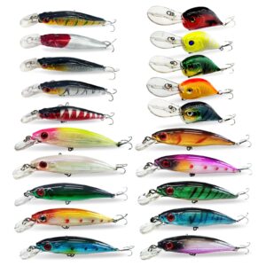 xblack hard fishing lures set 20pcs mixed minnow crankbaits for beginner starter, xblack baits, catch big fish!