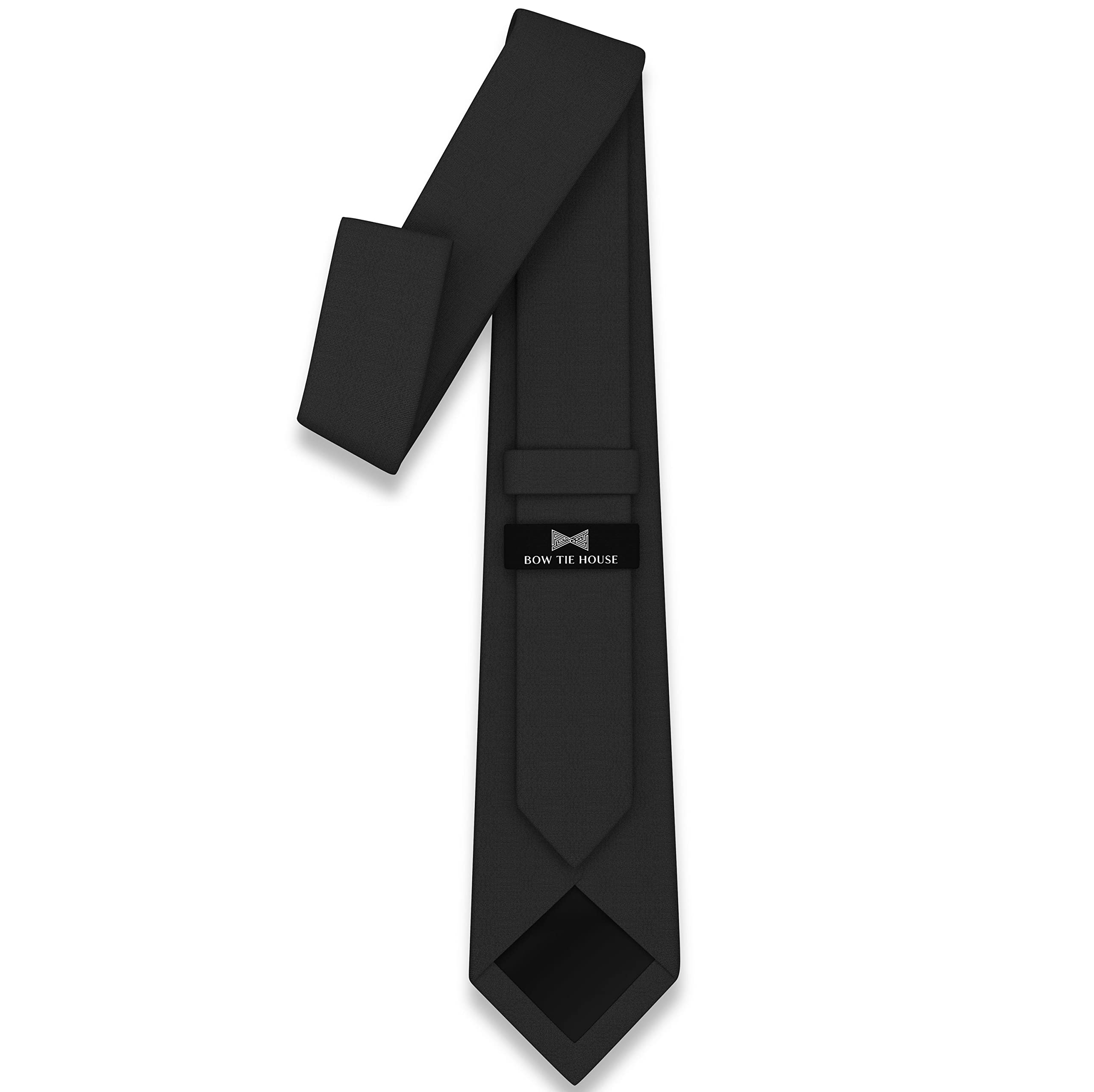 Black Tie Premium Mens Standard Gabardine Matt Necktie Tuxedo Classic Black Premium Corbatas-Produced (Black, Standard 2.75")