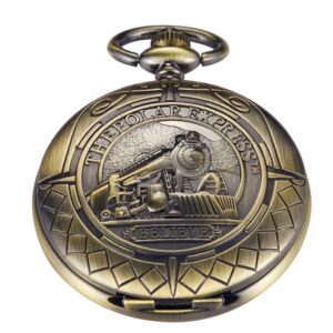 whodoit bronze retro mechanical pocket watch locomotive design roman numerals hollow mechanical pocket watches