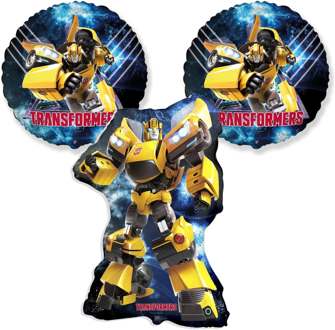 Bumblebee Transformer Party Balloon Decorations - Set Of 3 Transformers Balloons Featuring Bumble Bee For A Kids Birthday Centerpiece Bouquet Backdrop