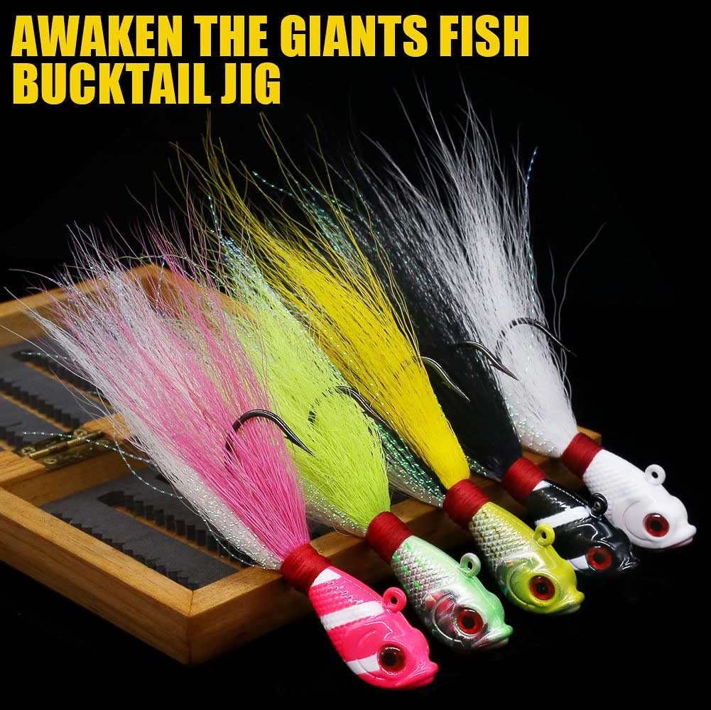 Bucktail-Jigs-Saltwater-Hair-Jigs-Head -Fishing-Lures-Assorted Kit