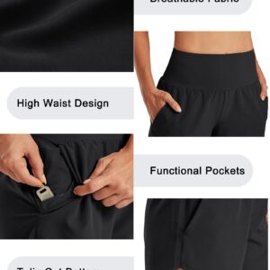 G4Free Athletic Shorts for Women 5 Inch Running Shorts with Pockets Quick Dry Workout Sports Tennis Shorts(Black,L)